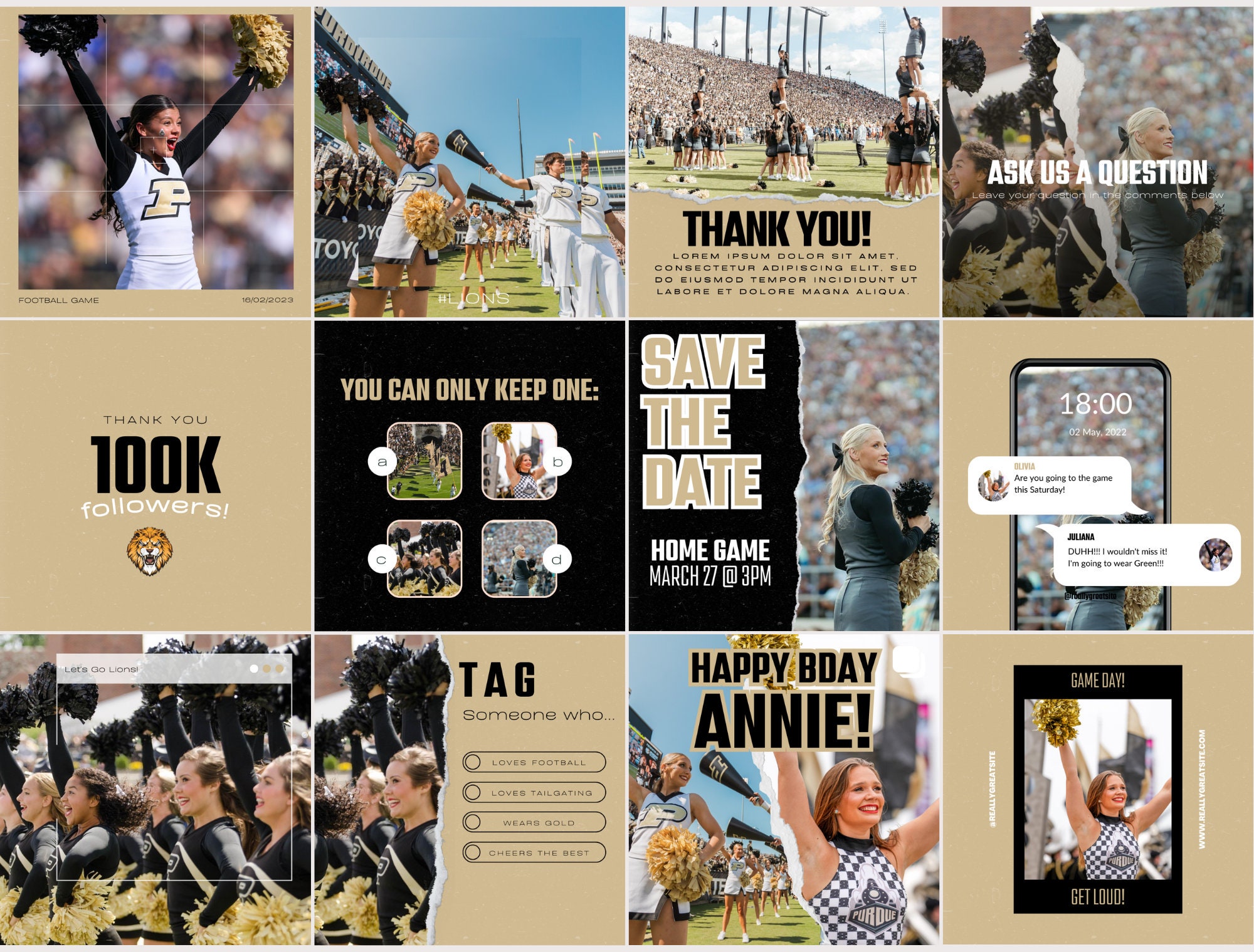 Black & Gold Athletic Sports Instagram Posts | Canva Instagram Template ...