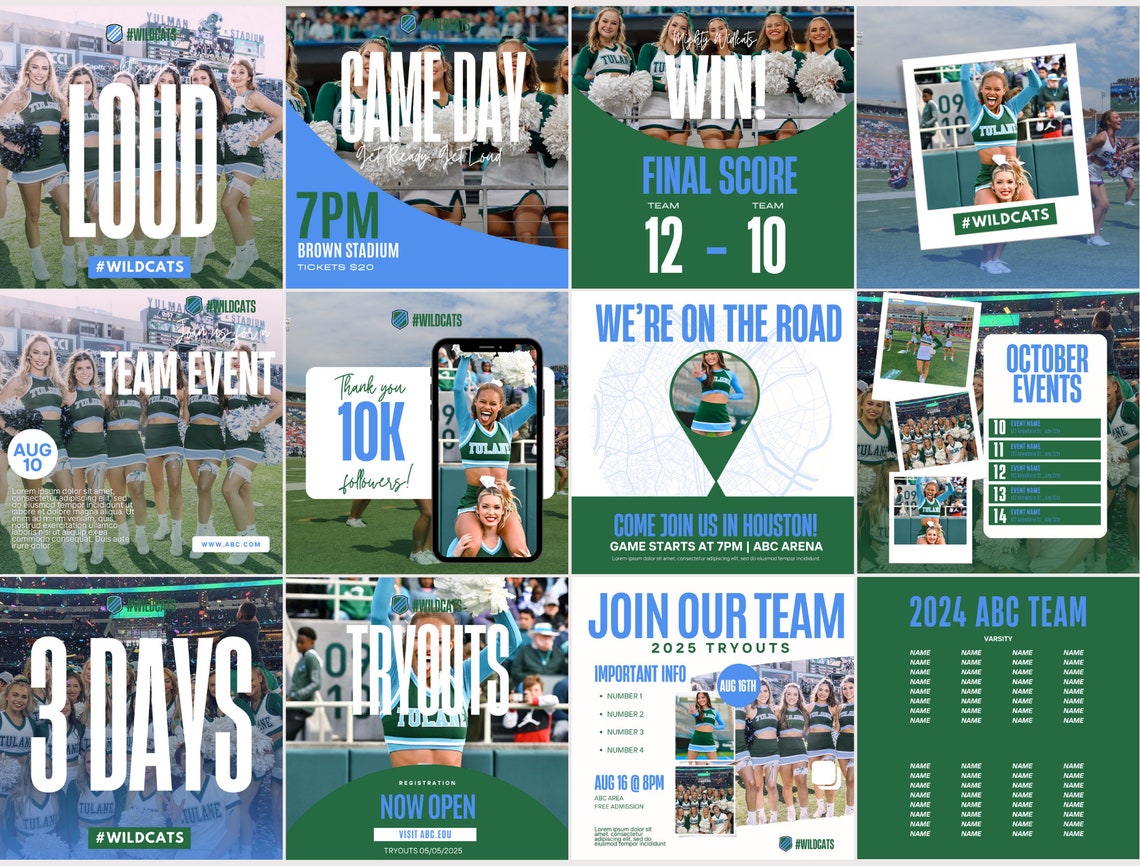 Green & Blue Athletic Sports Instagram Posts Canva Instagram Template ...