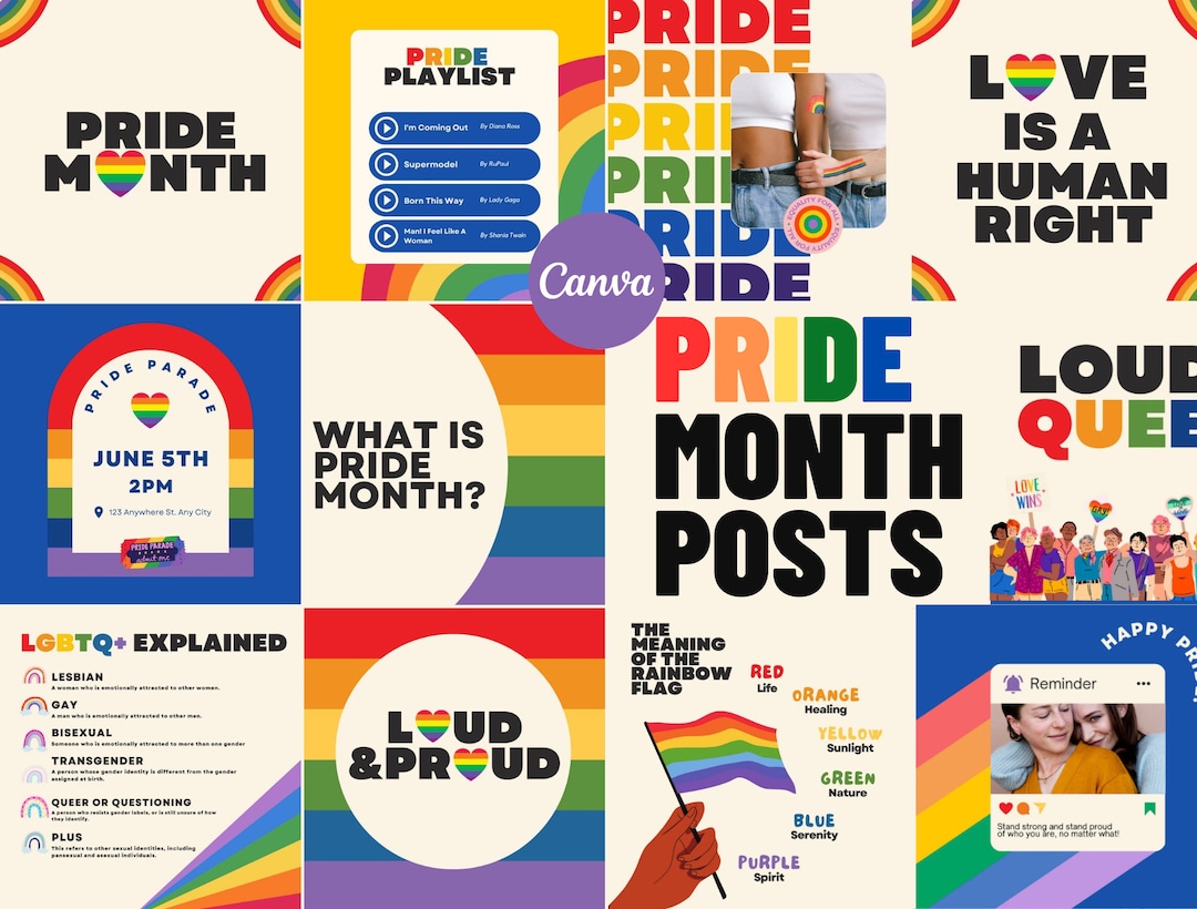 Pride Month Instagram Kit | Social Media Canva Template | LGBT Rainbow ...