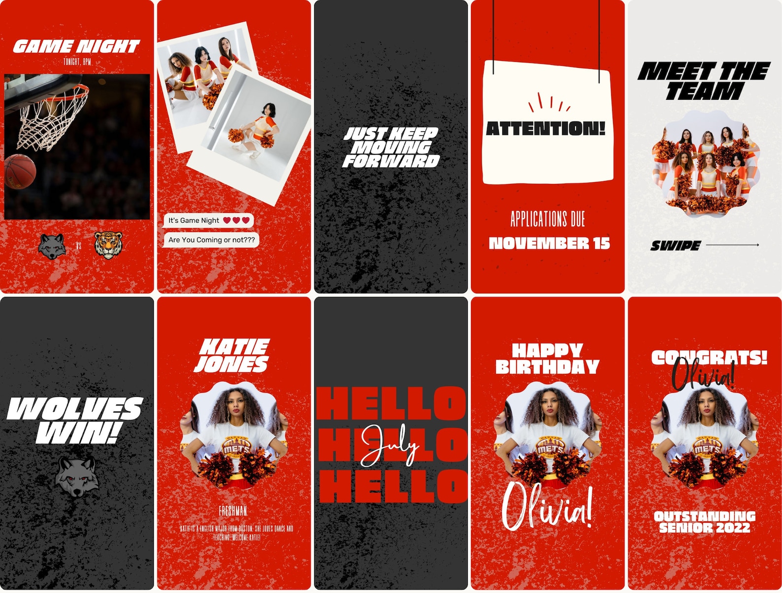 Sports Team Instagram Stories Kit | Social Media Posts Canva Template ...