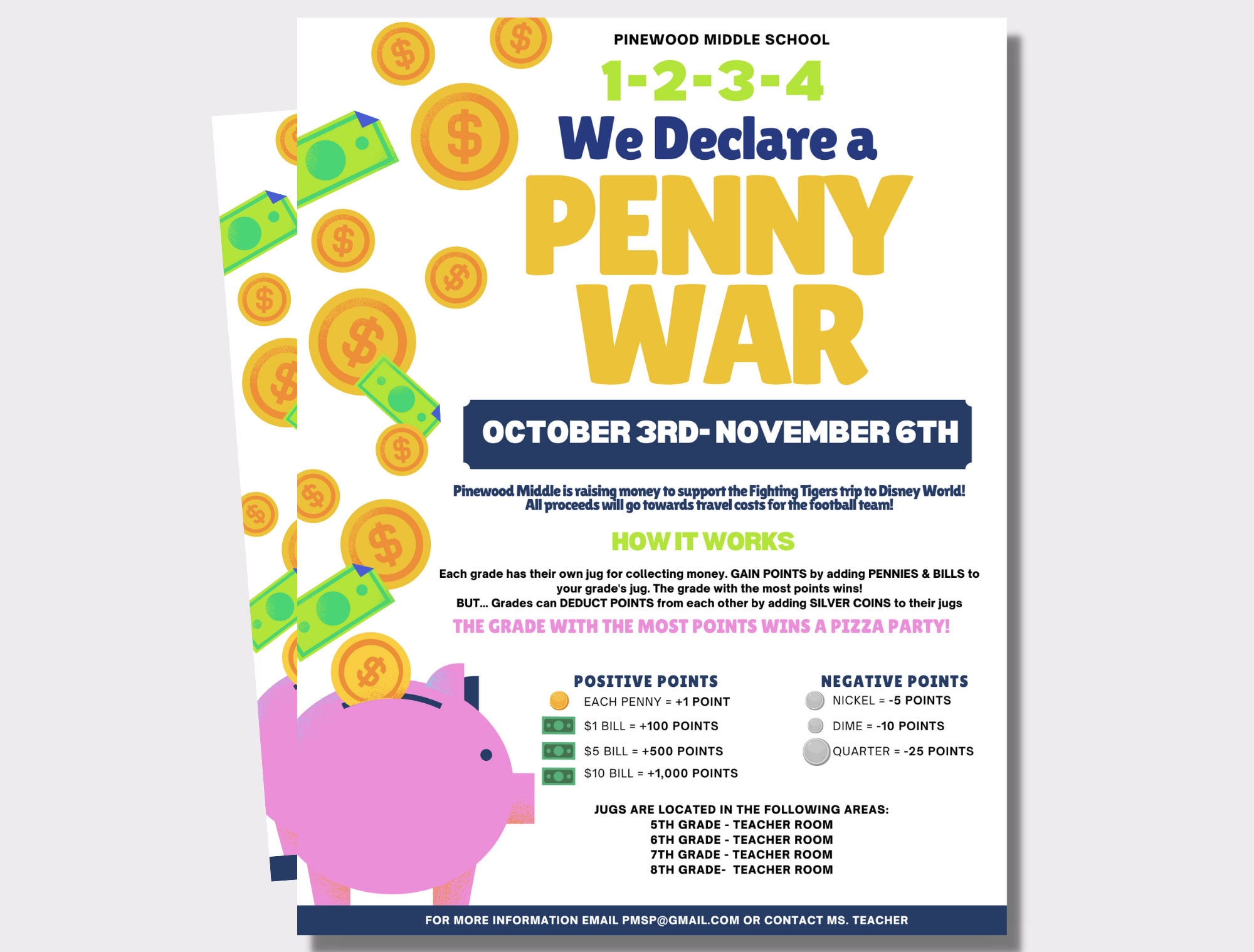Penny War Fundraiser Flyer for School Coin Drive | Canva Template ...