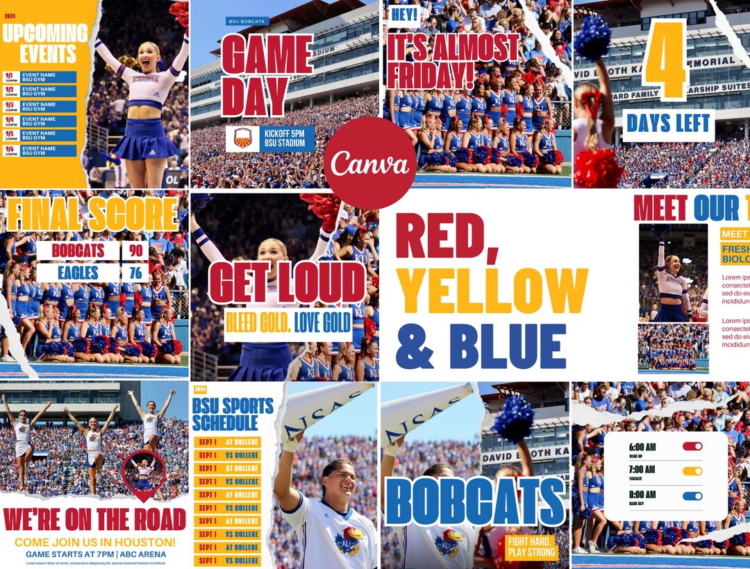 Red, Yellow, Gold & Blue Sports Team Instagram Kit | Social Media Canva ...