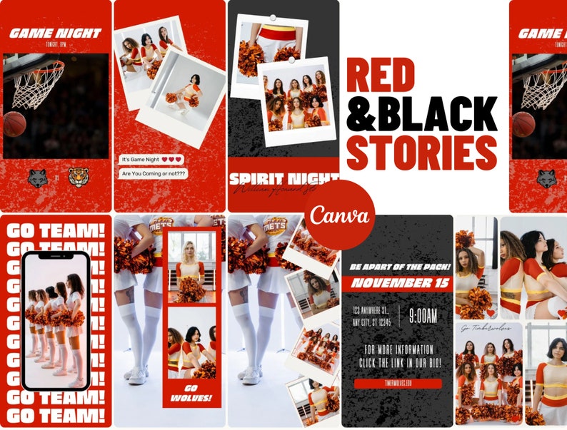 Sports Team Instagram Stories Kit | Social Media Posts Canva Template ...