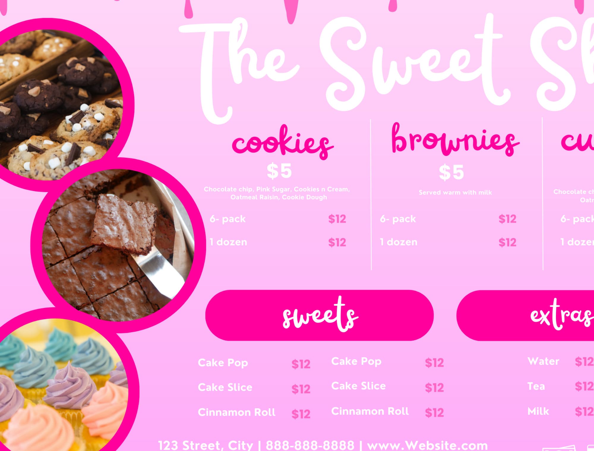 Pink Bakery Menu Canva Template | Editable & Printable | Restaurant ...