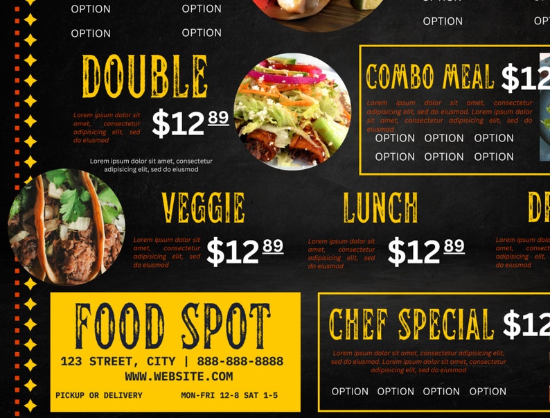 Canva Menu Template Restaurant Menu for Social Media Editable Printable ...