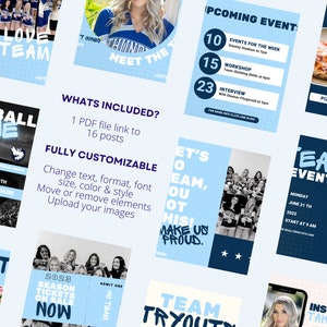 Blue Sports Team Instagram Kit | Social Media Posts Canva Template ...