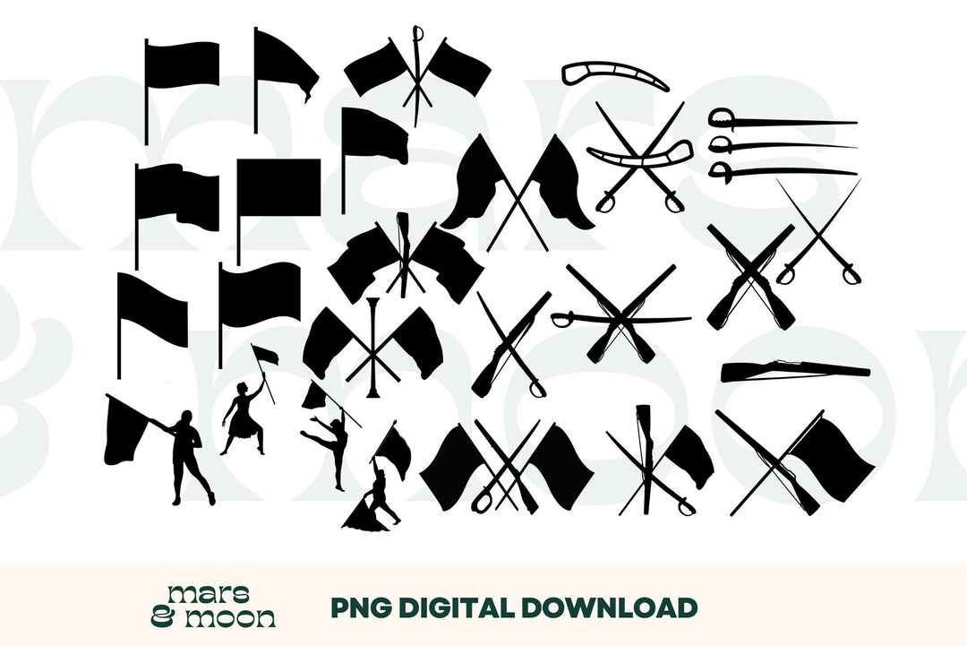 Colorguard Flags, Rifles, Sabres Clip Art | PNG Files (digital Download ...