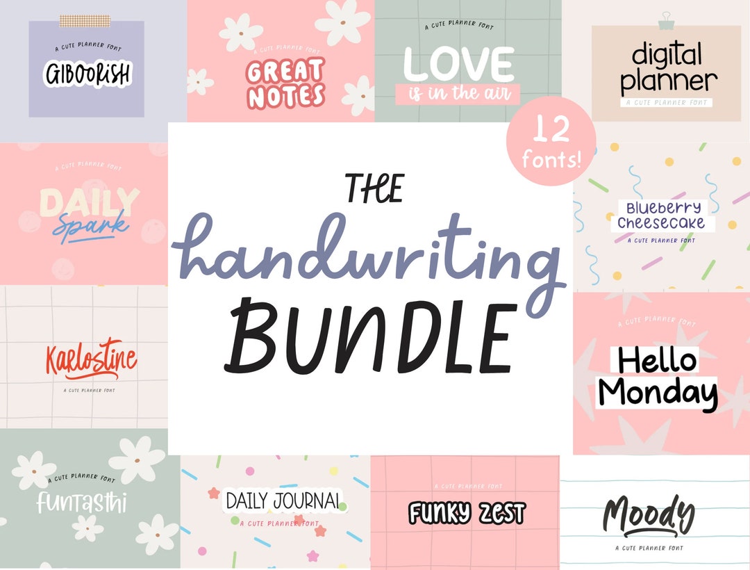 12 Handwriting & Planner Fonts Planner Bundle for Etsy Shops, Crafters ...