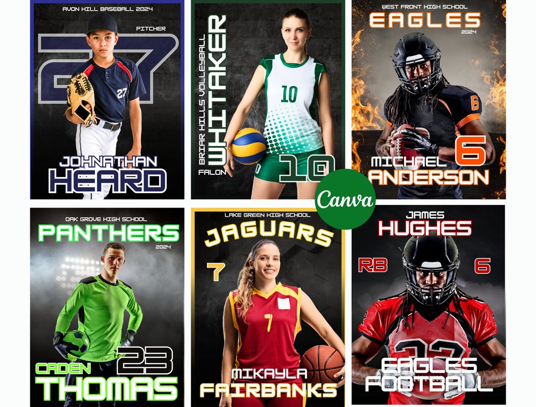 Canva Sports Poster Template | High School Senior Football Banner ...