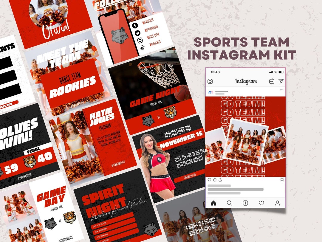 Sports Team Instagram Kit Social Media Posts Canva Template - Etsy