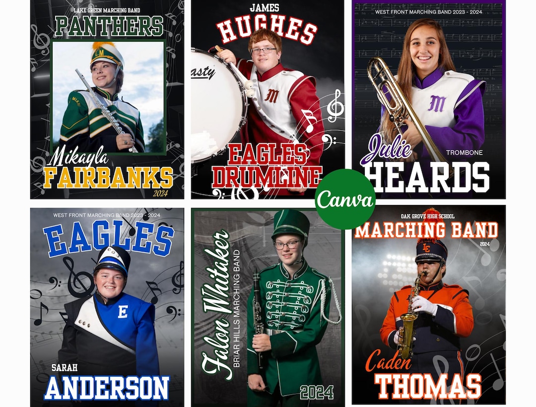 Canva Marching Band Poster Template | High School Senior Band Banner ...