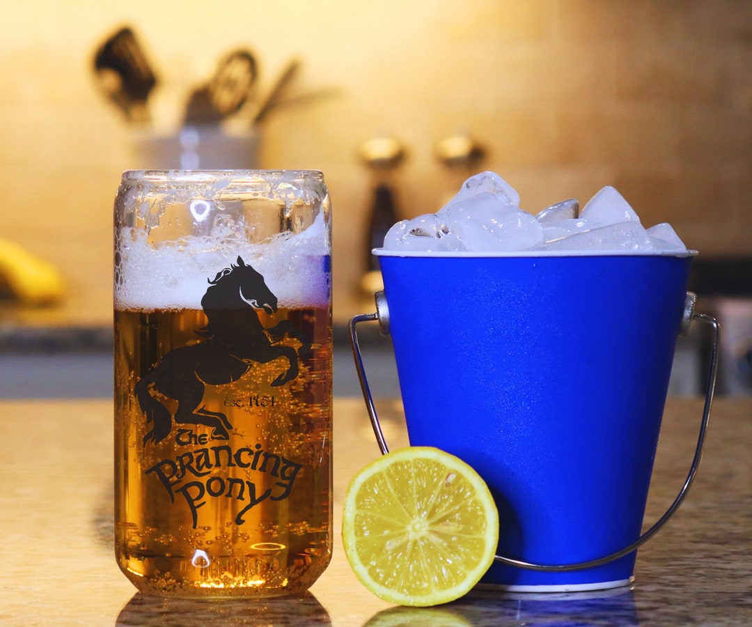 LOTR Prancing Pony Beer Pint Glass Tavern Pub Beer Can Glassware ...