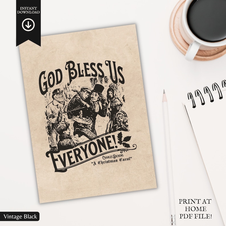 A Christmas Carol Vintage Illustration Card Bundle (PDF) - Etsy