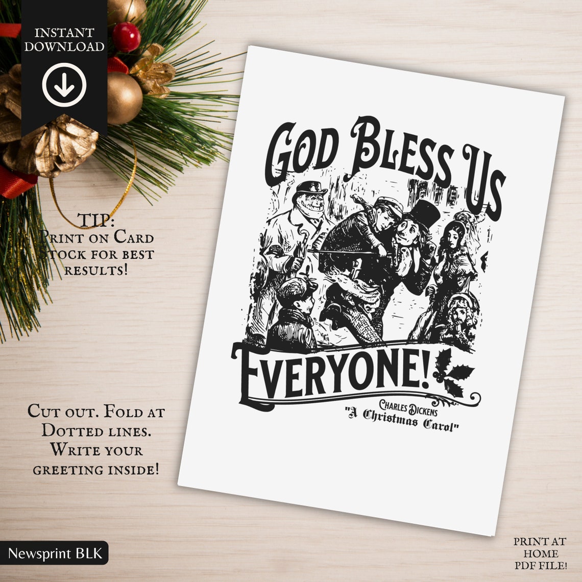 A Christmas Carol Vintage Illustration Card Bundle (PDF) - Etsy