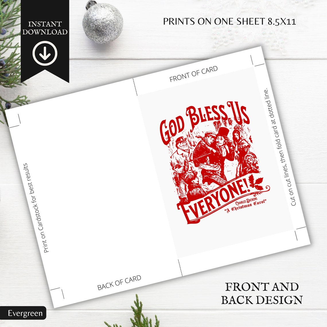 A Christmas Carol Vintage Illustration Card Bundle (PDF) - Etsy