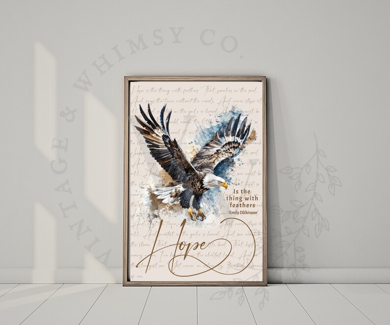 Bald Eagle Watercolor Print | Emily Dickinson Poem (digital Download ...