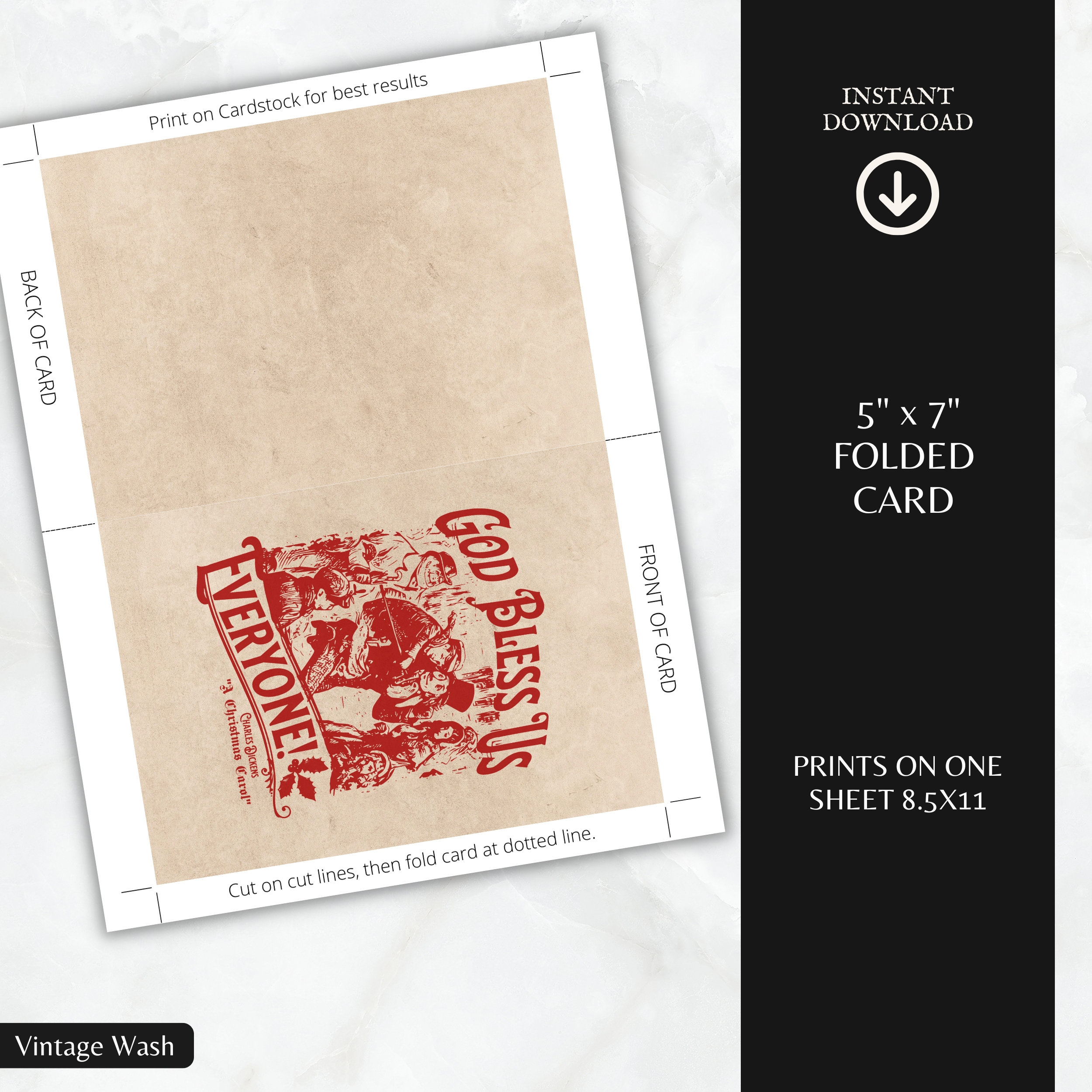A Christmas Carol Vintage Illustration Card Bundle (PDF) - Etsy