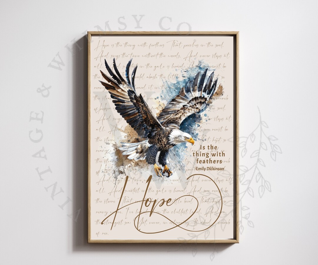 Bald Eagle Watercolor Print | Emily Dickinson Poem (digital Download ...