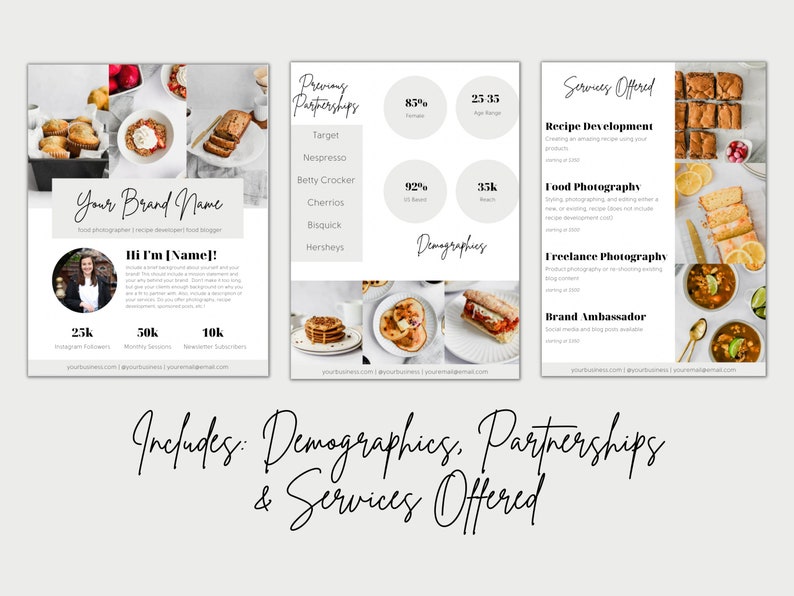 Food Blogger Media Kit Template | Media Kit Template | Influencer Media ...
