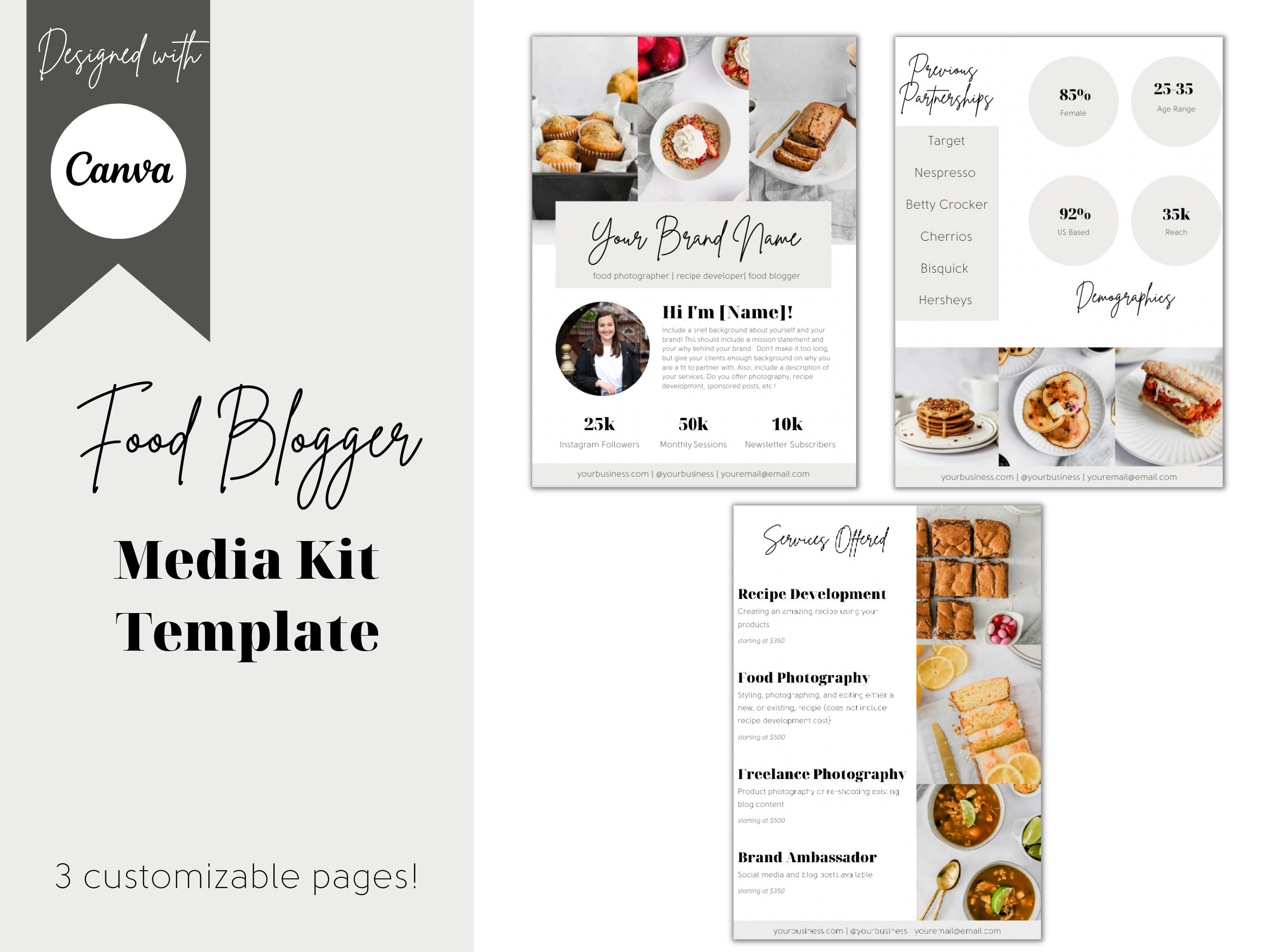 Food Blogger Media Kit Template Media Kit Template Influencer Media Kit ...