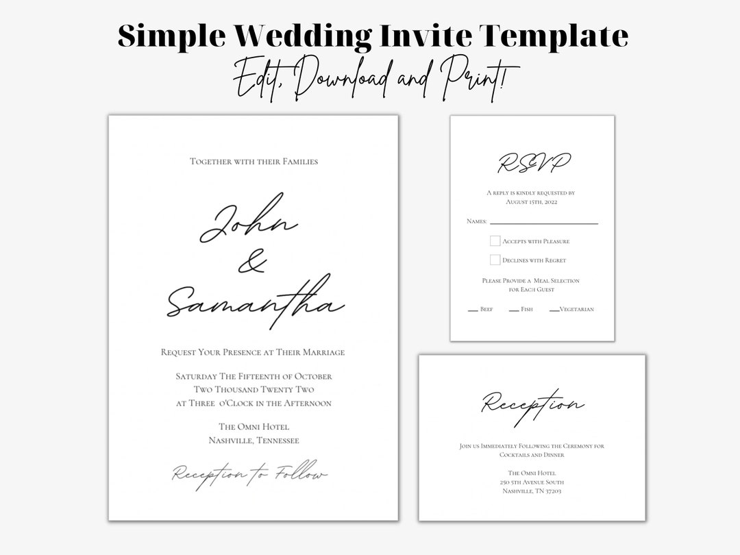 Simple Wedding Invitation Template | Wedding Invitation Template ...