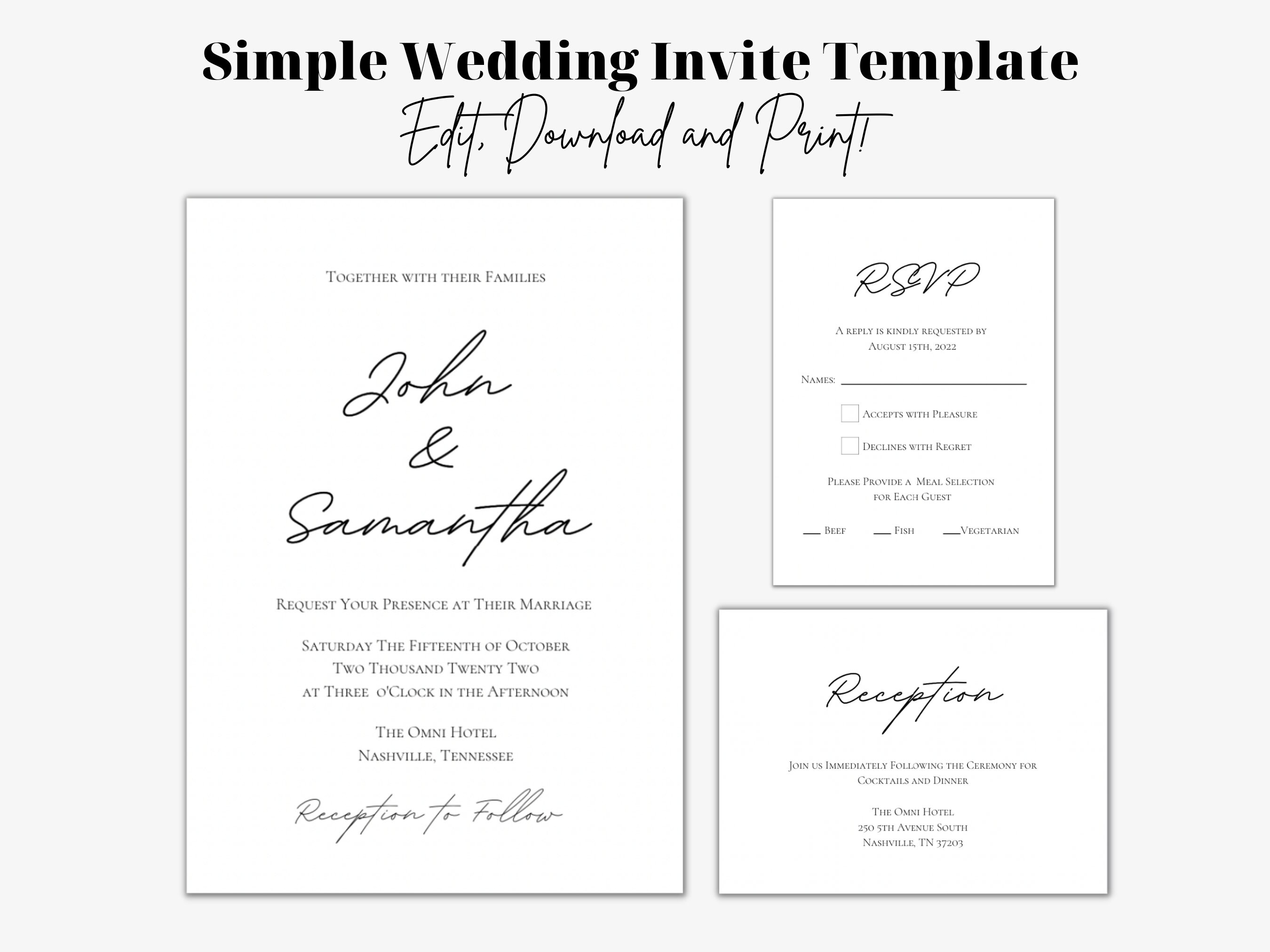 Simple Wedding Invitation Template | Wedding Invitation Template ...