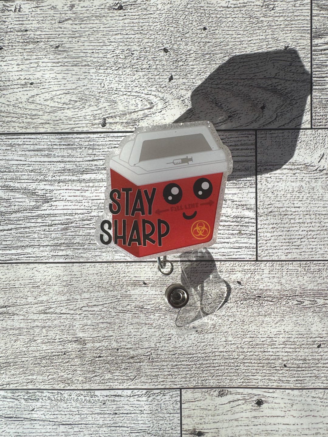 Stay Sharp Sharps Container Medical Work ID Interchangeable Badge Reel ...