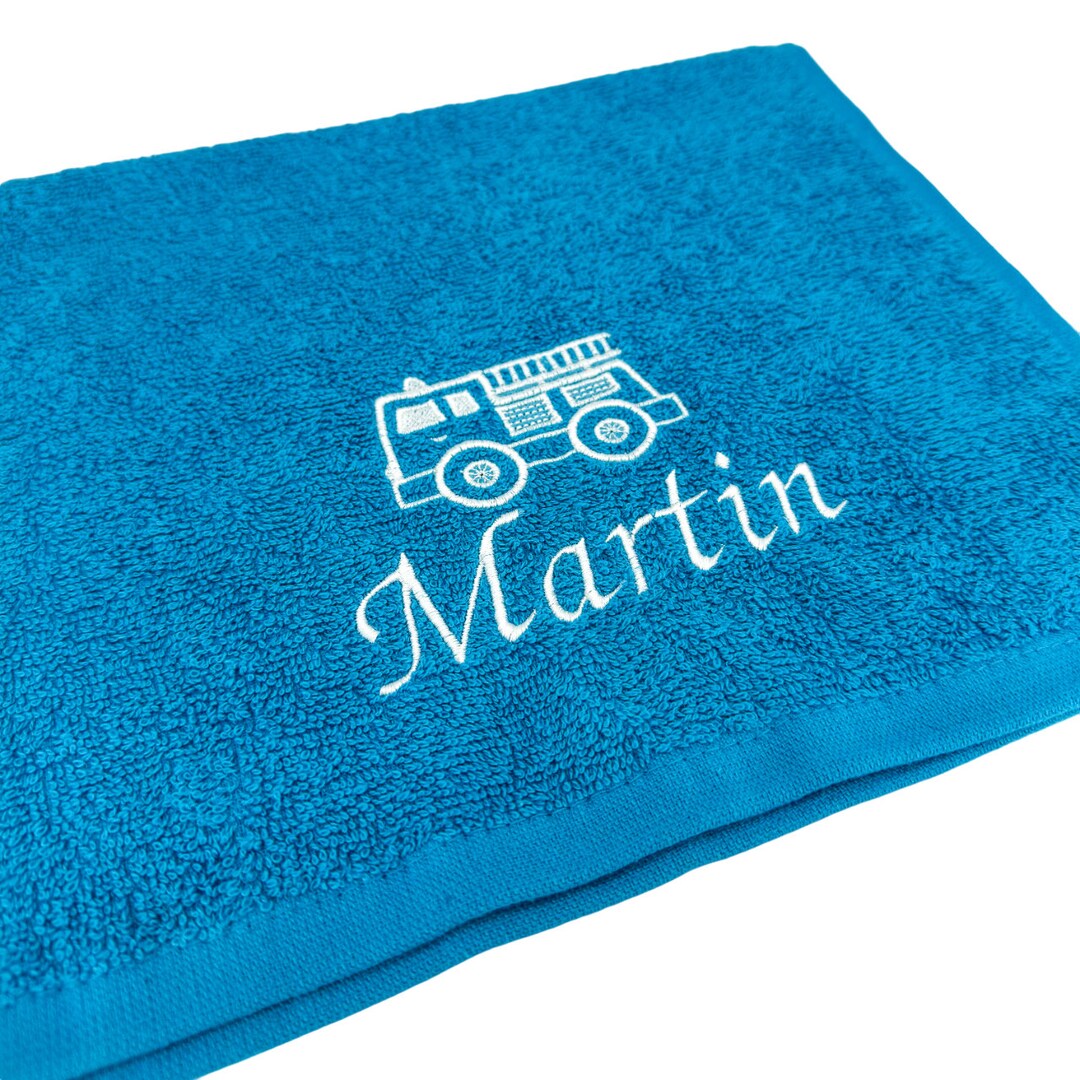 Personalized Fire Truck Towel With Embroidered Name or Text ...
