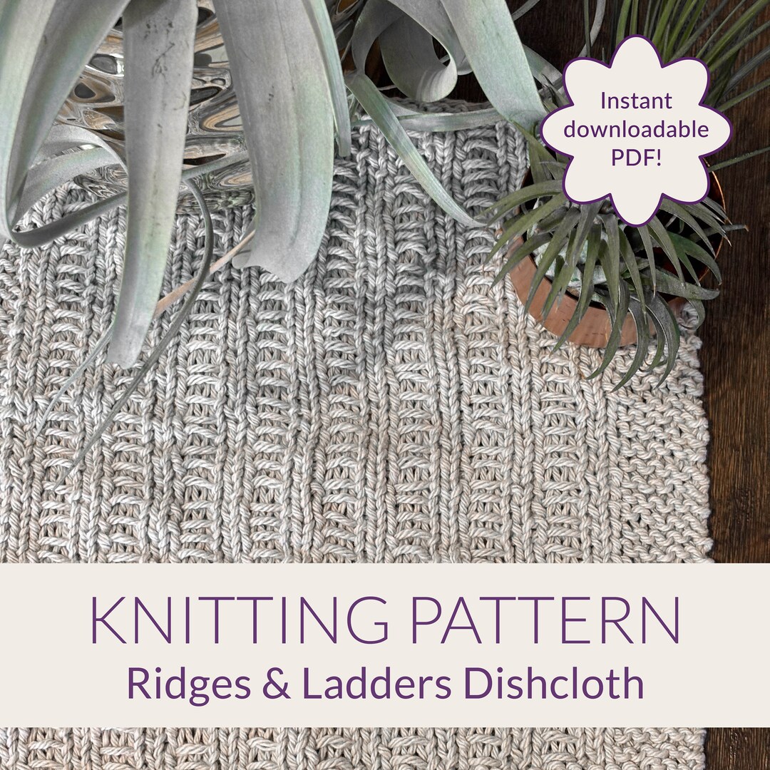 Easy Dishcloth Knitting Pattern | Ridges & Ladders Design | Washcloth ...