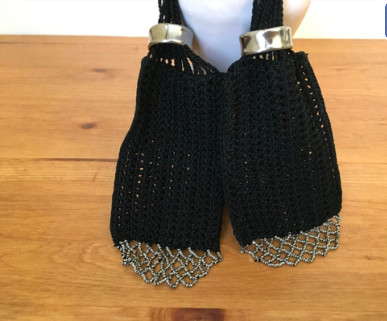 Antique Victorian Miser Purse String Purse Knit Beaded Bag Penny ...