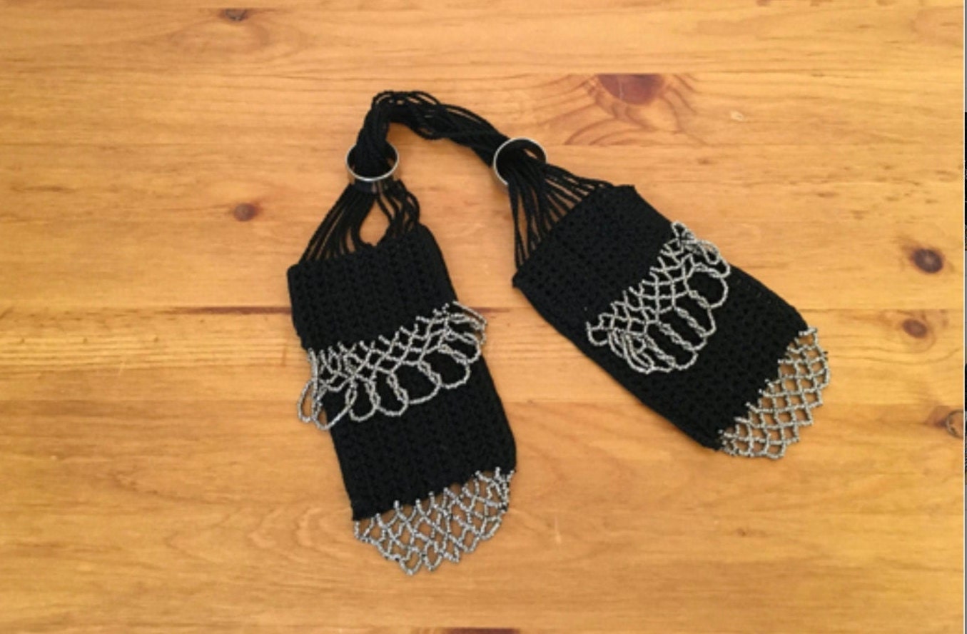 Antique Victorian Miser Purse String Purse Knit Beaded Bag Penny ...