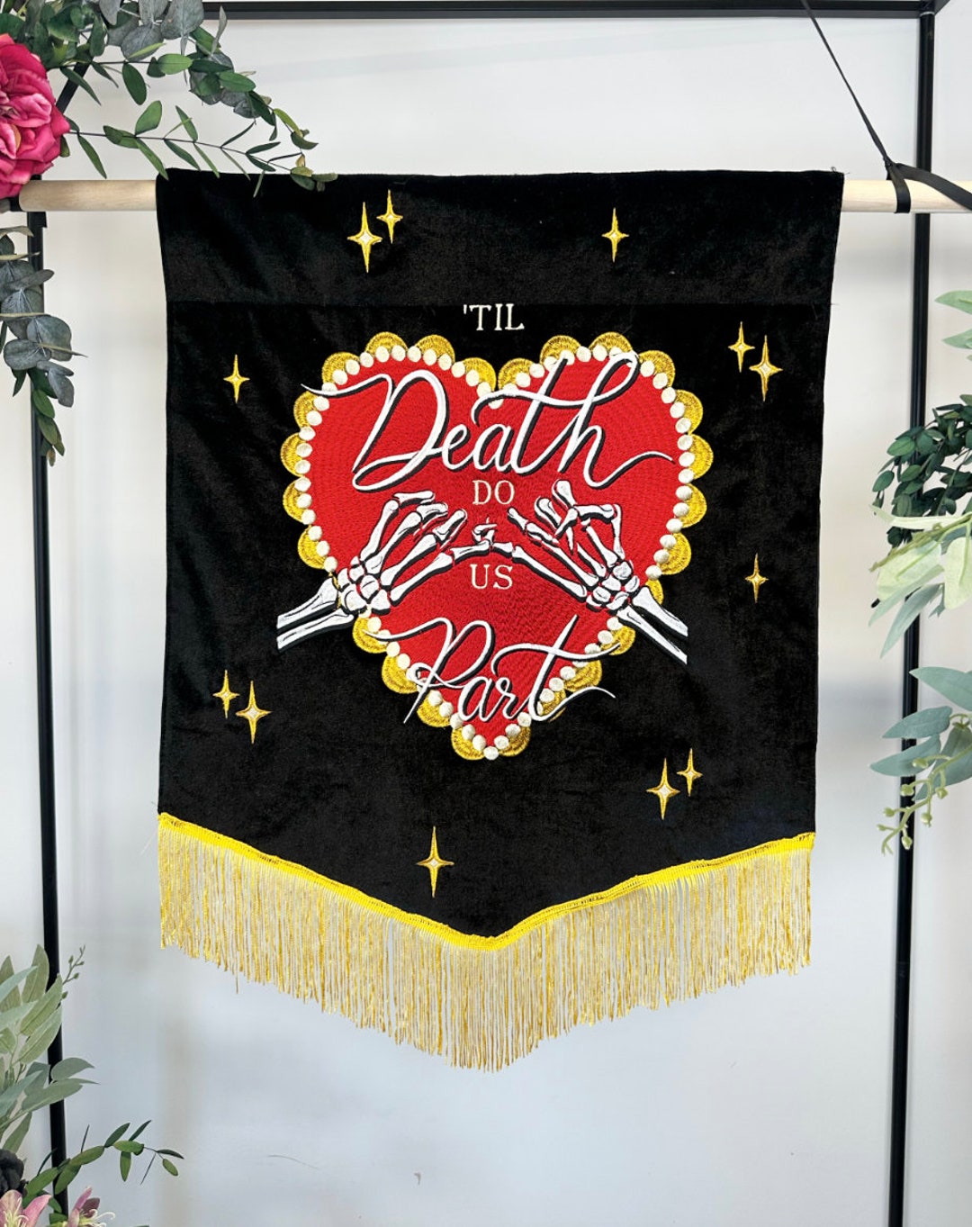Embroidered Velvet 'til Death' Banner – Gothic Wedding Decor - Etsy