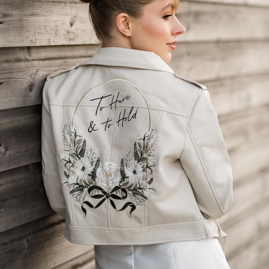 Bridal Ivory Leather Jacket - Modern Luxe Bridal Cover up Custom Bride ...
