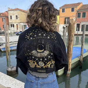 Custom Embroidered Denim Jacket: Celestial Zodiac Star Sign - Etsy