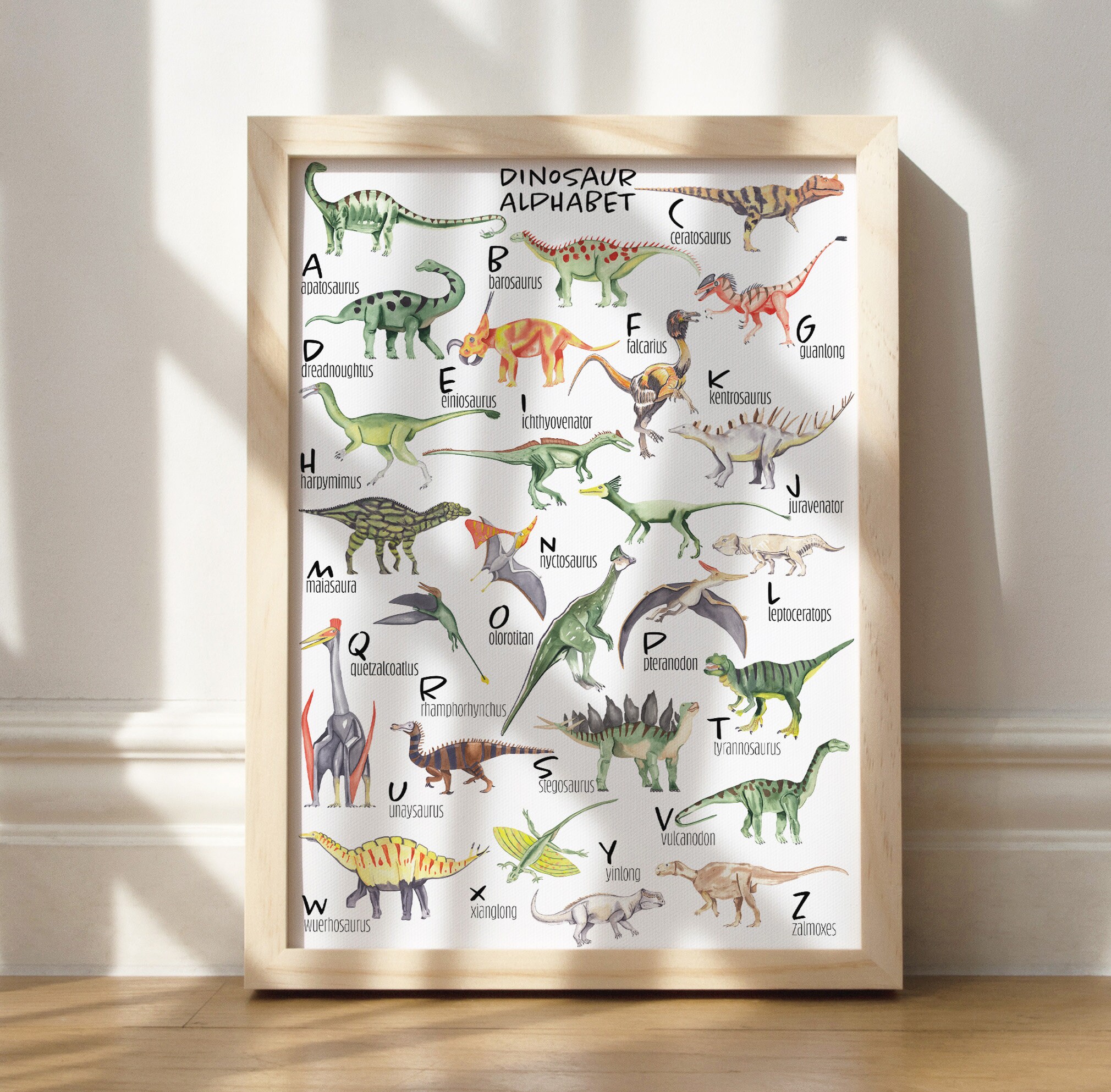 DINOSAUR Alphabet Poster Printable PDF Downloadable Poster - Etsy