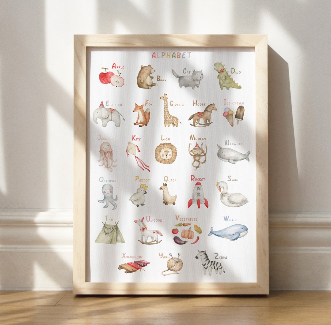 Alphabet Poster Printable PDF Downloadable Poster Children - Etsy