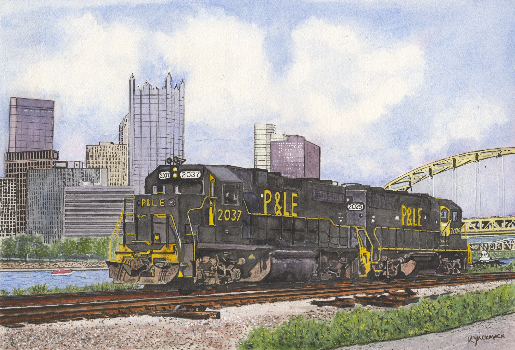 Railroad Art Train Art Pittsburgh & Lake Erie Watercolor - Etsy
