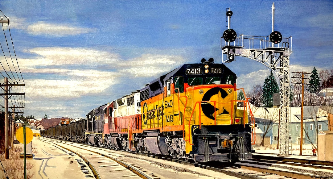 Railroad Art - Train Art - Baltimore & Ohio - Chessie - Locomotive ...
