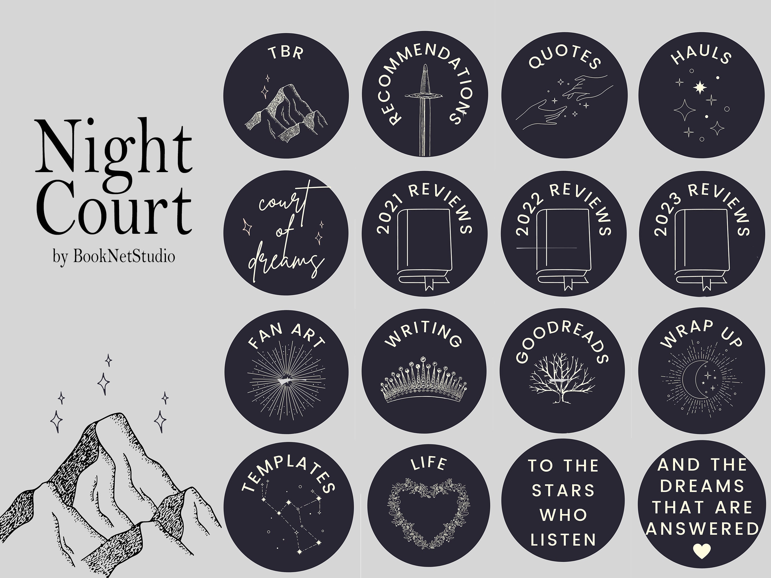 ACOMAF Bookstagram Highlight Covers - Night Court by Booknetstudio - Etsy