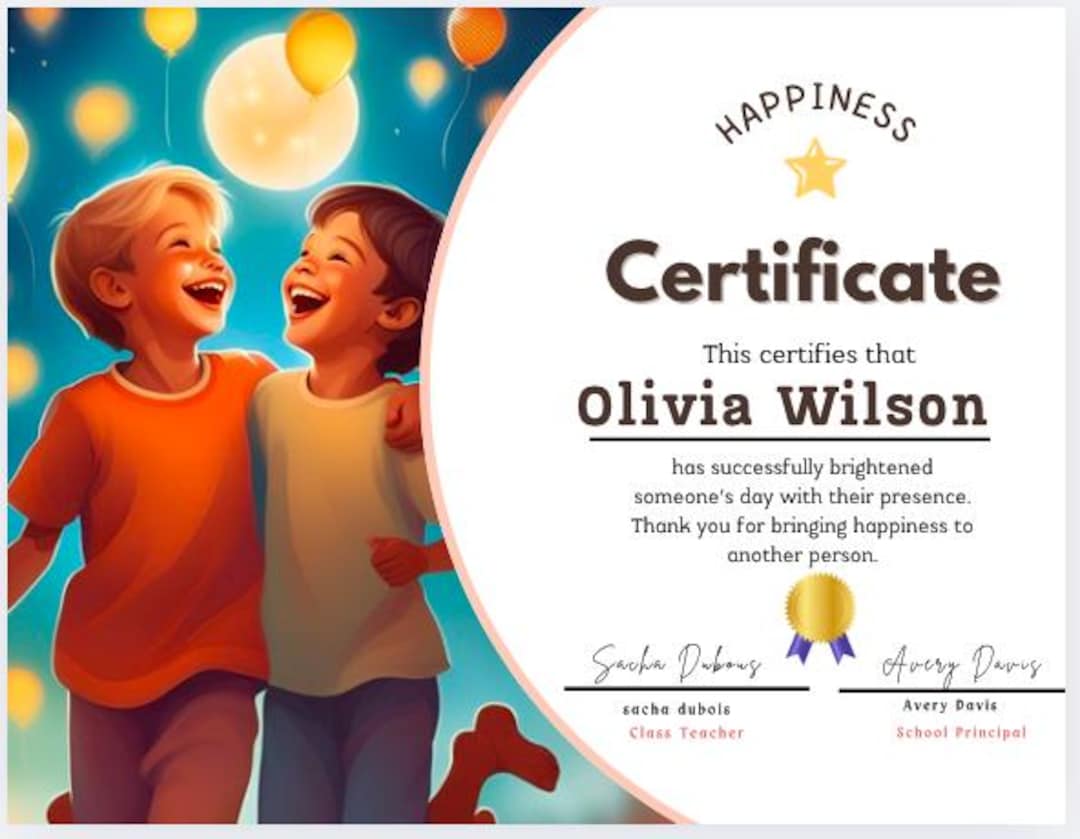 Printable Positive Virtue Award Certificate Templates for Kids Editable ...