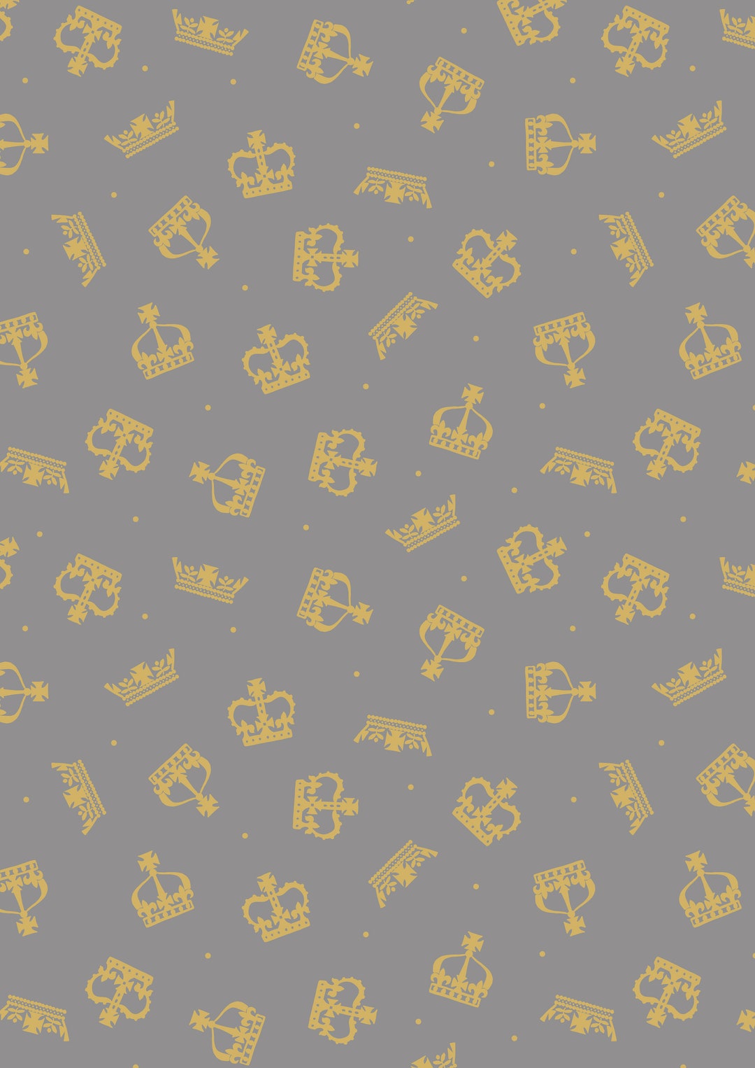 Lewis & Irene Coronation Day Gold Metallic Crowns on Grey A762.1 - Etsy