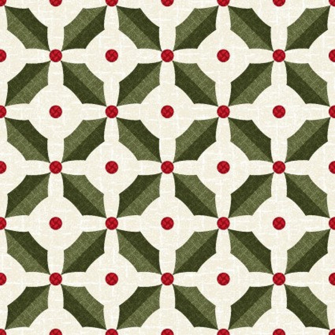 Snowdays Flannel Cream Holly by Bonnie Sullivan for Maywood Studios - Etsy