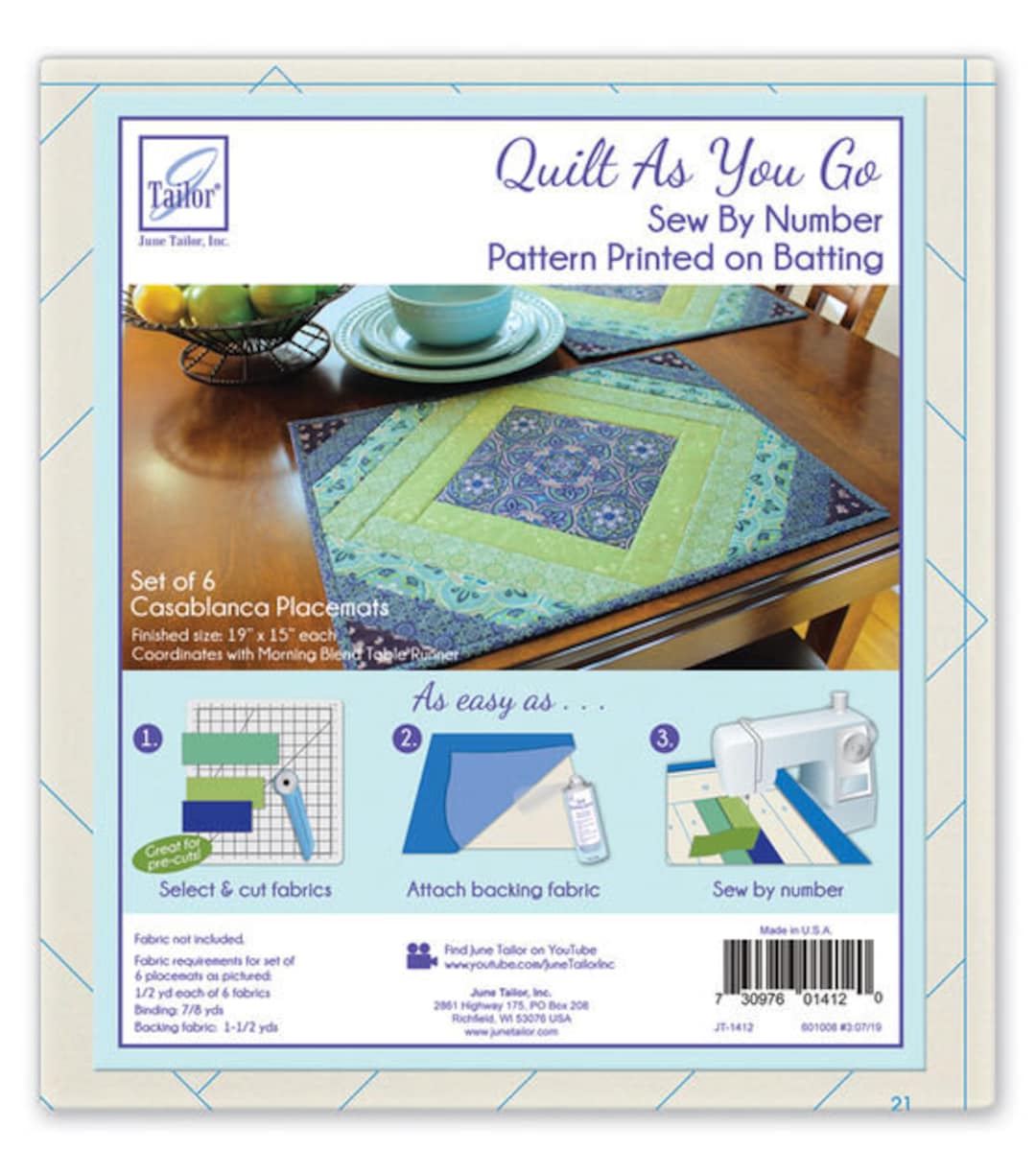 June Tailor Quilt as You Go Set of 6 Placemats Casablanca JT-1412 - Etsy