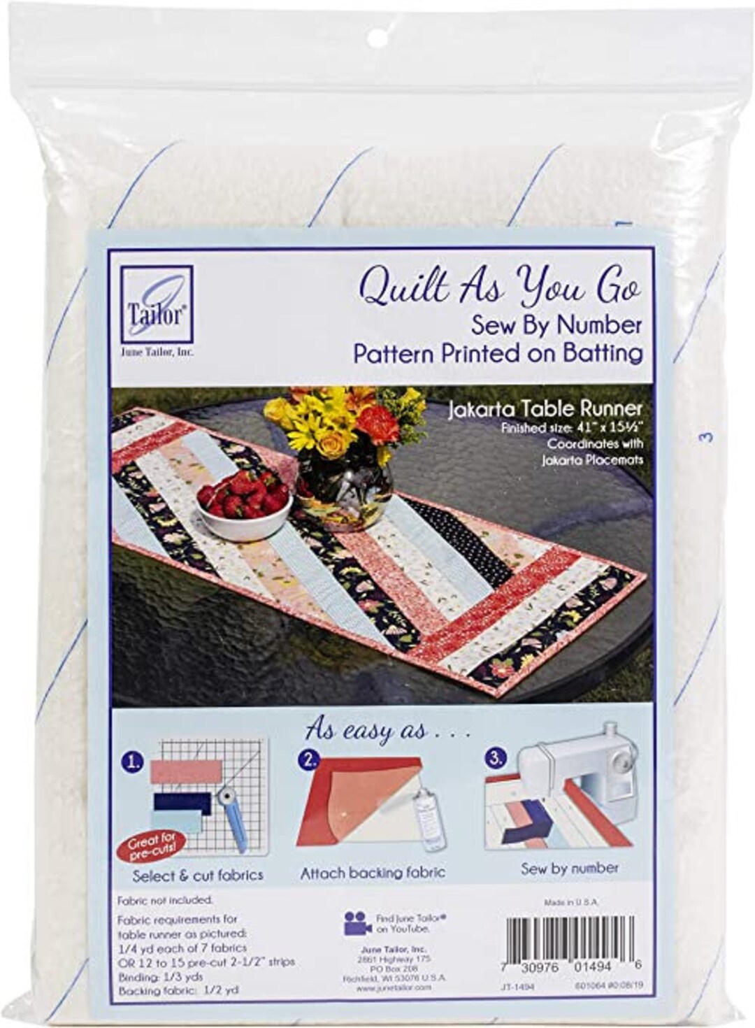 June Tailor Quilt as You Go Jakarta Table Runner Sew by Number Pattern ...