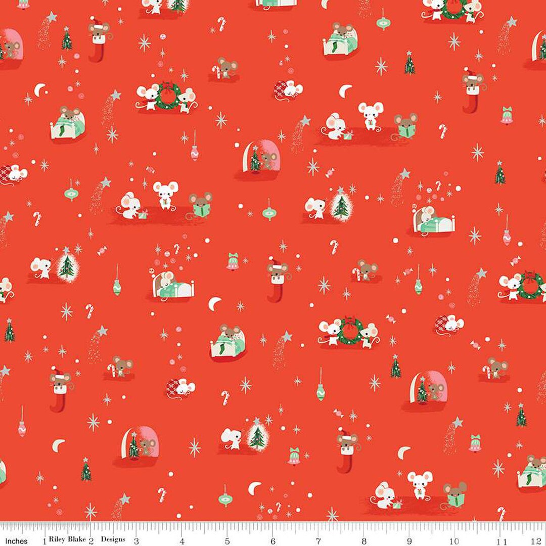 Twas Not Even A Mouse Red Sparkle by Jill Howarth for Riley Blake ...