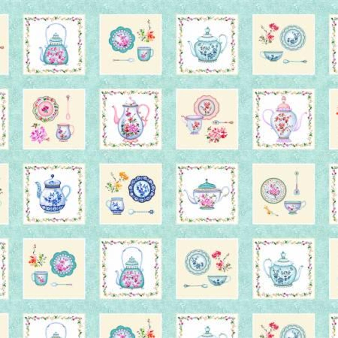 Tea Pot Gallery Multi - Tea O'clock by Michael Miller - Etsy