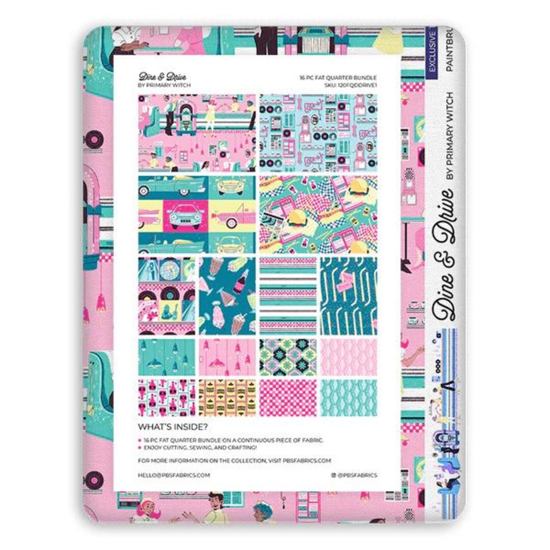 Dine & Drive Fat Quarter Bundle by Primary Witch for Paintbrush Studio ...
