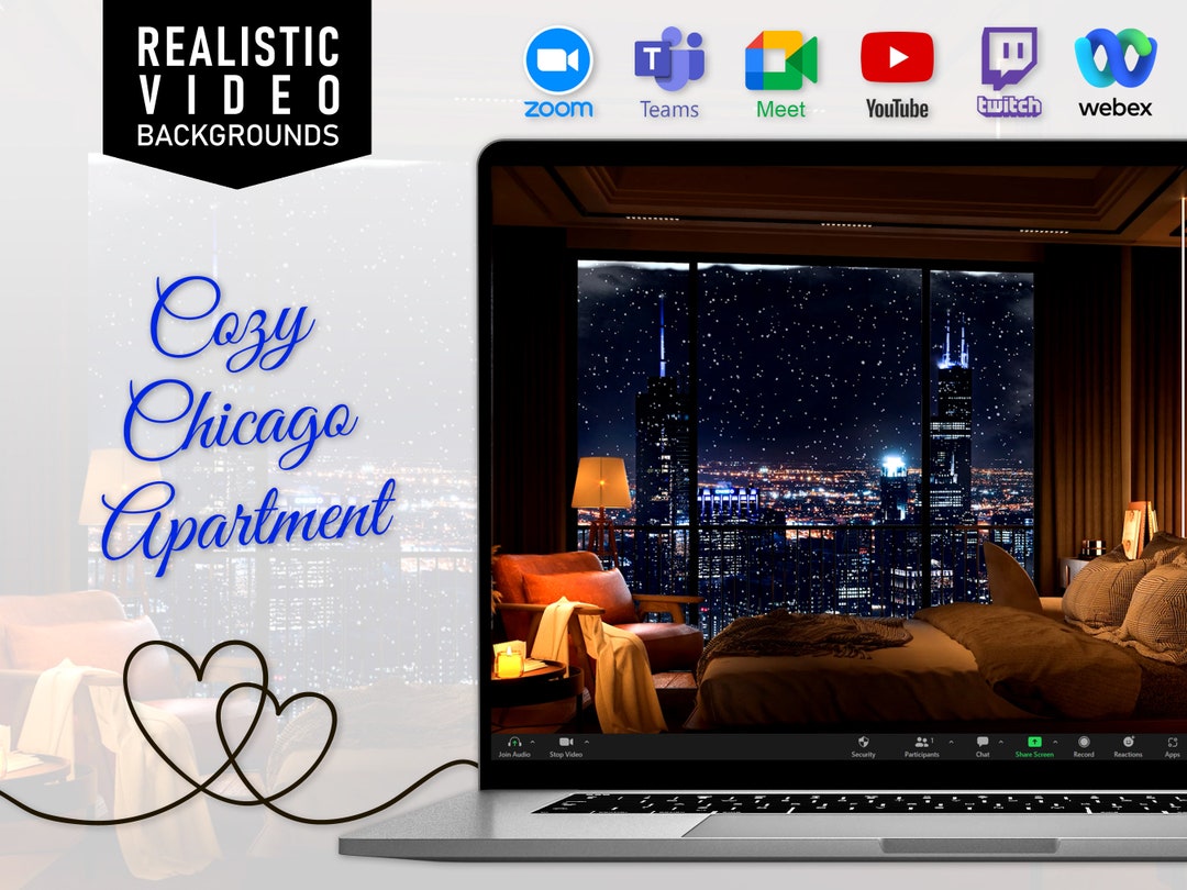 Cozy Chicago Apartment Animated Virtual Background Instant Digital ...