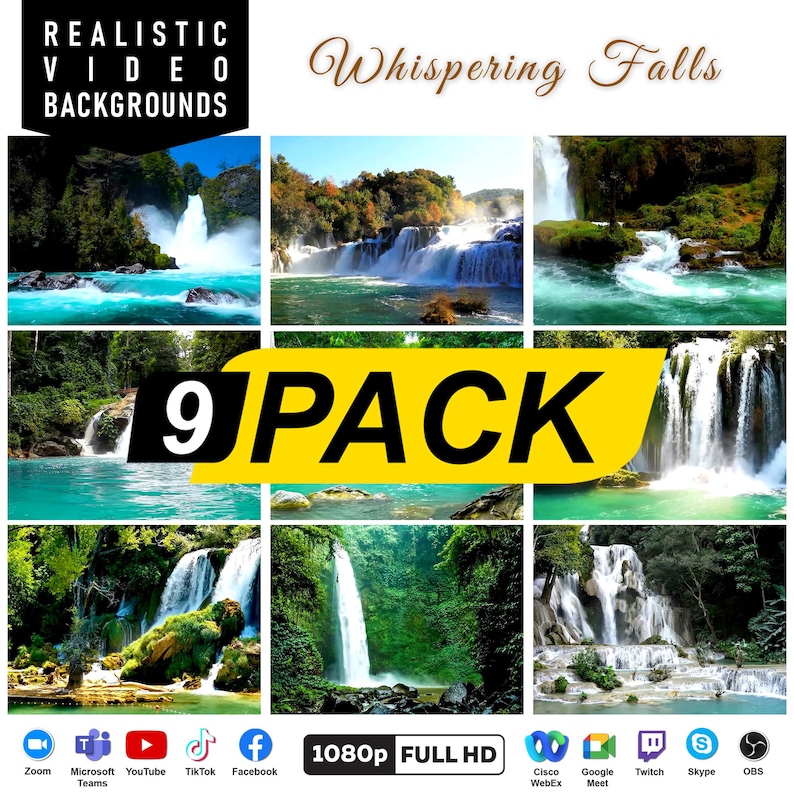 Whispering Falls | HD | Video Backgrounds | Video Backdrop | Teams ...