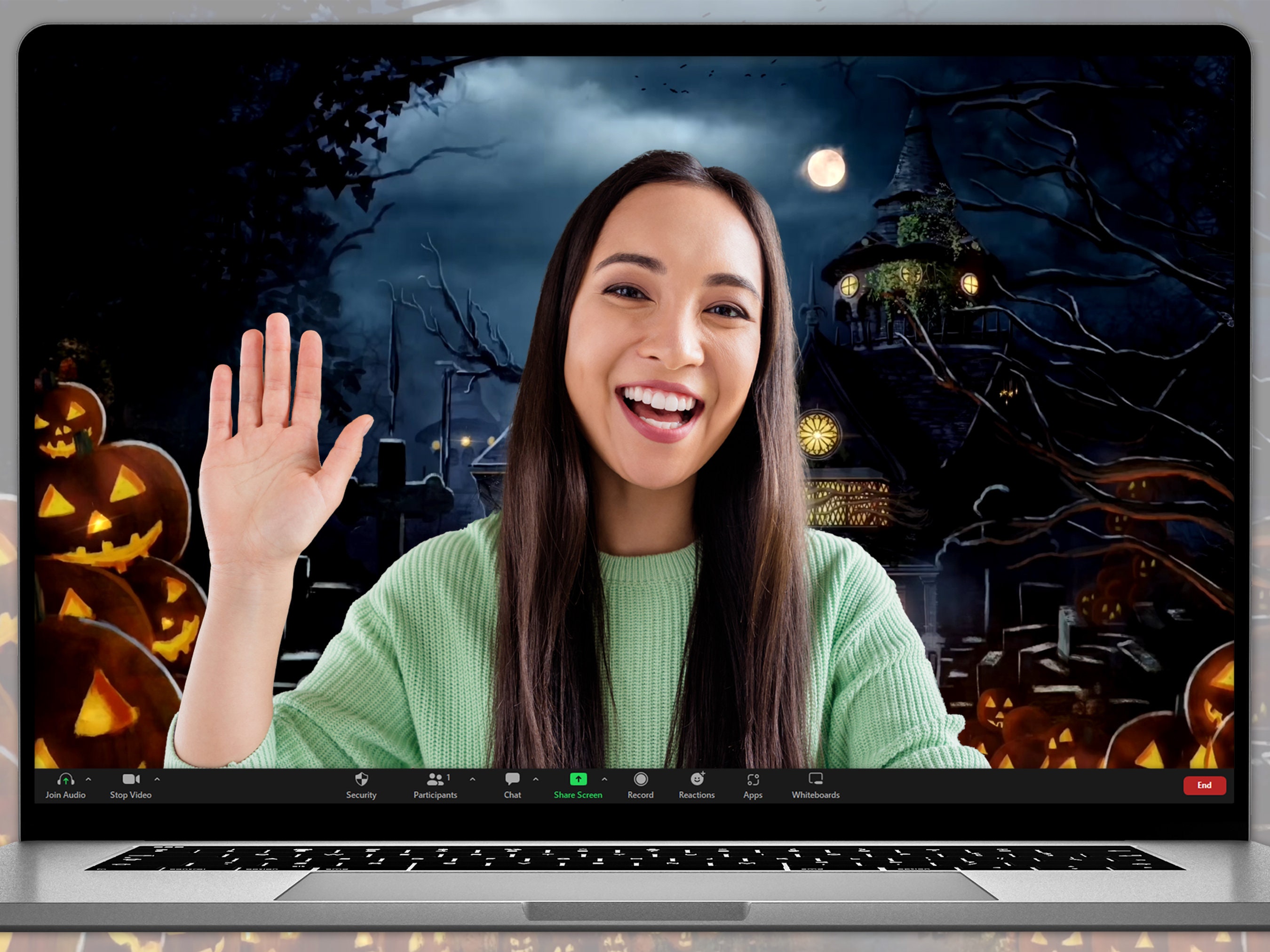 Spooky Haunted Mansion Animated Virtual Background Instant Digital ...